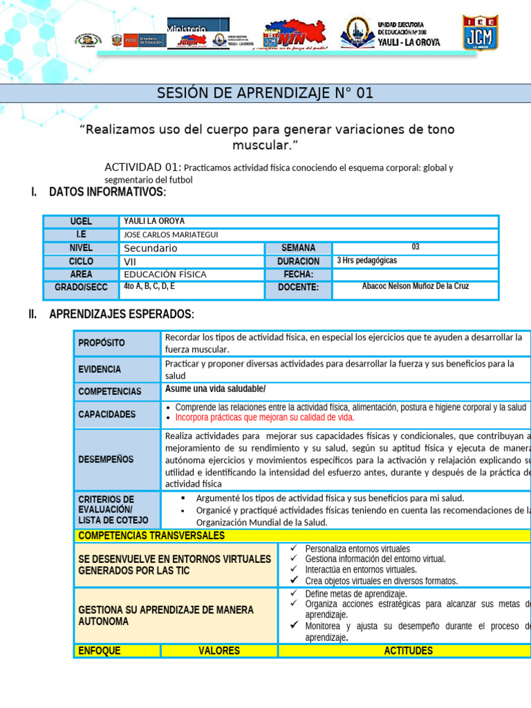4° Ses-Act 1-E.f U1 | PDF | Aprendizaje | Maestros