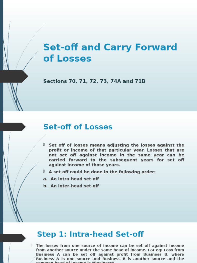 Set-off and Carry Forward of Losses | PDF | Depreciation | Income