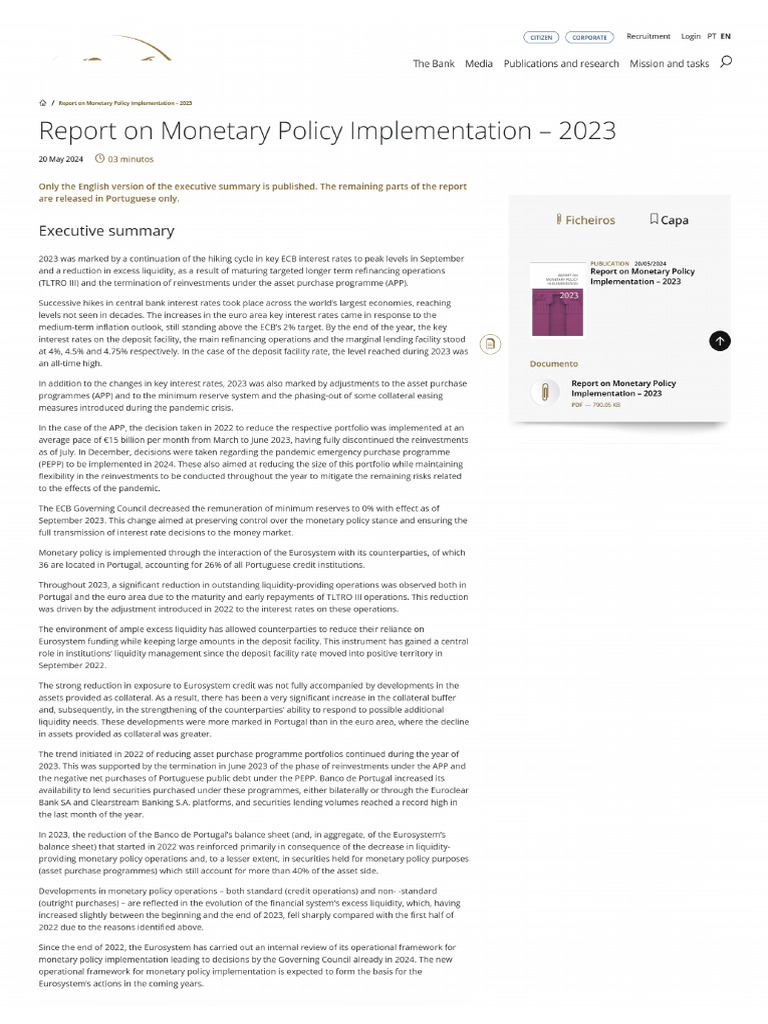 Report On Monetary Policy Implementation - 2023 | PDF