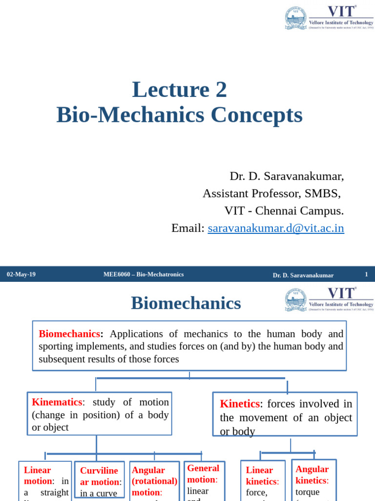 Lecture 2 - Bio-Mechanics Concepts | PDF | Force | Rotation Around A ...