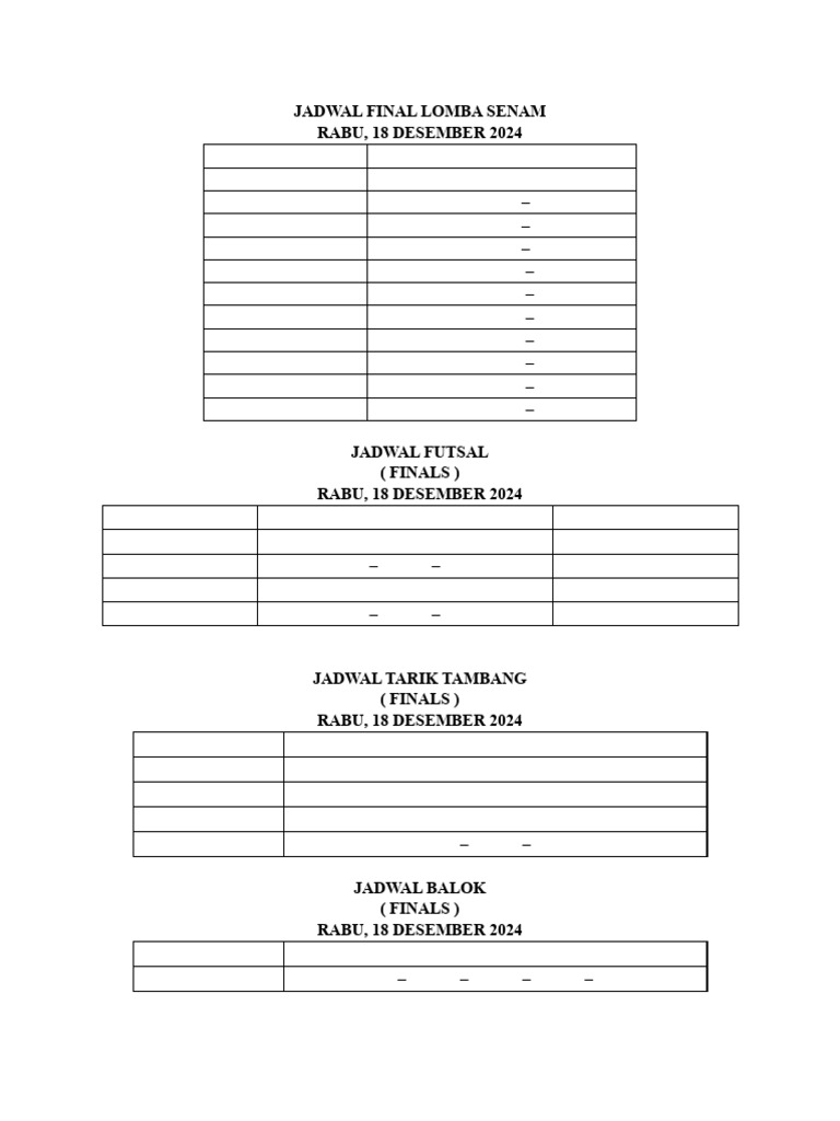 Jadwal Final Rabu | PDF