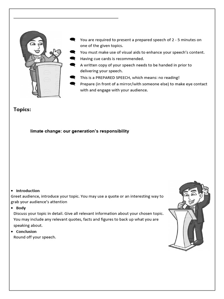 Grade 11 Prepared Speech Guidelines | PDF