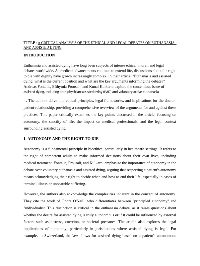 ASSSIGNMENT-critical Analysis Final | PDF | Autonomy | Social Ethics