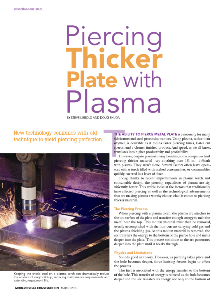 2010v03 Piercing With Plasma | PDF | Plasma (Physics) | Metals