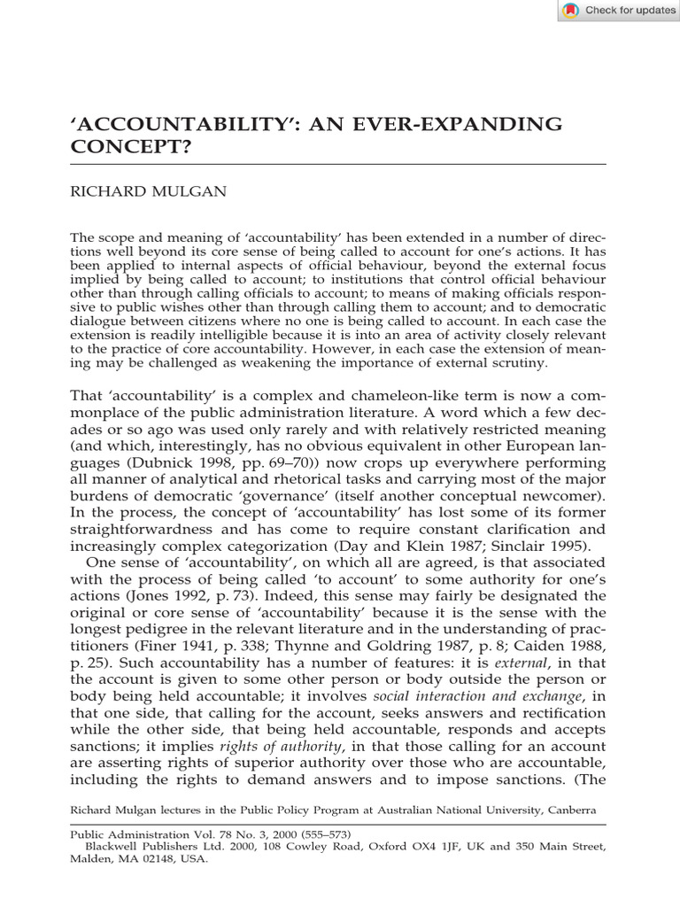 Expanding Concepts of Accountability | PDF | Accountability | Policy