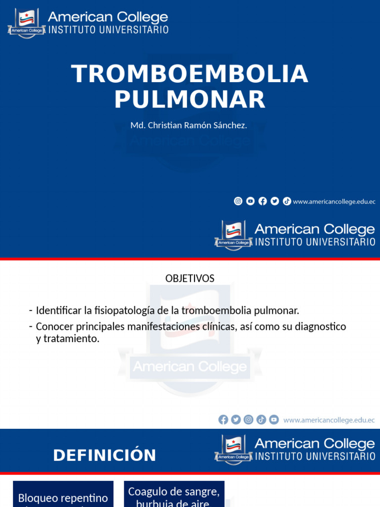12 Tromboembolia Pulmonar | PDF | Trombo | Especialidades Medicas