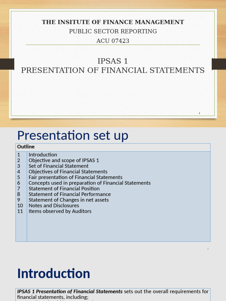 IPSAS 1-Presentation of Financial Statements PPT 2025 | PDF | Going Concern | Equity (Finance)