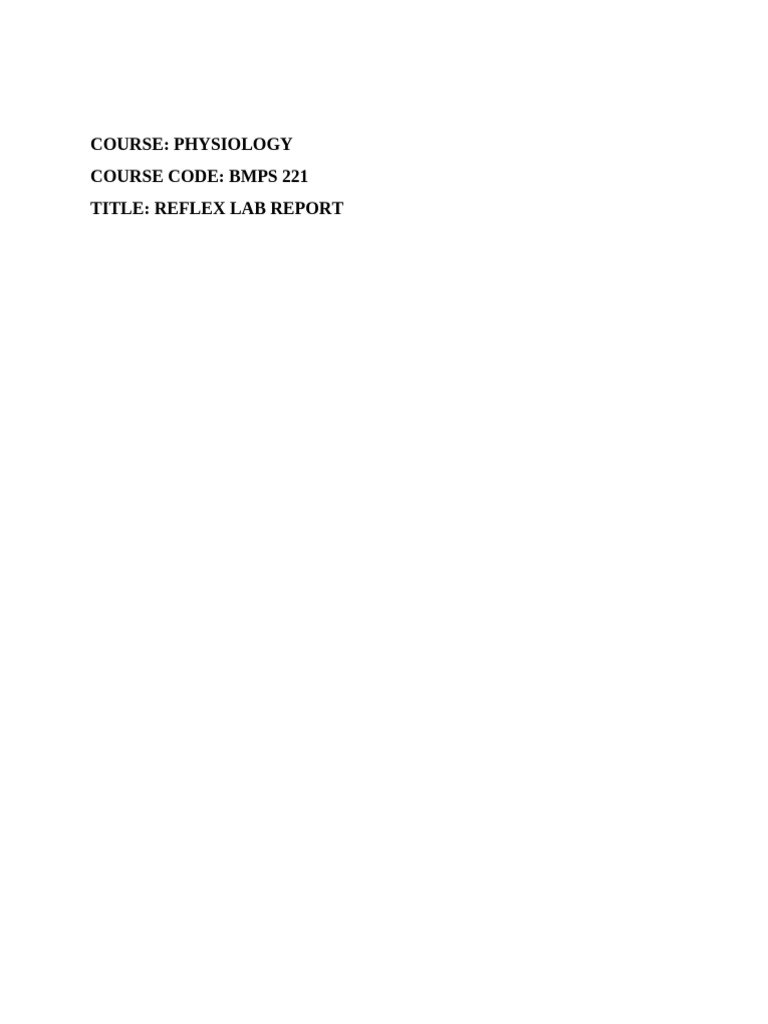 Human Reflex Physiology Lab Report | PDF