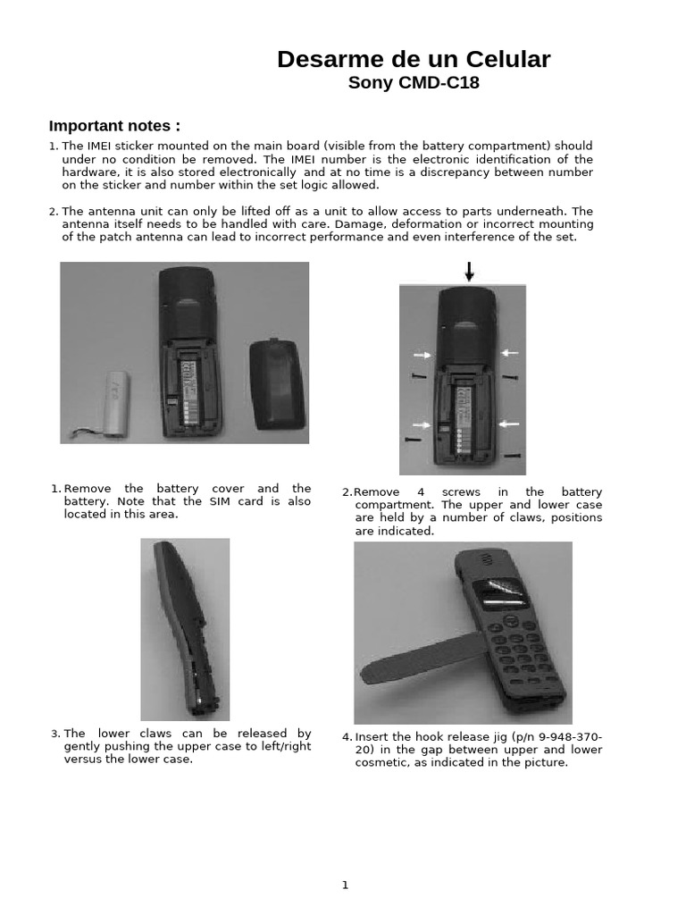 Desarme Sony CMD c1 c8 | PDF