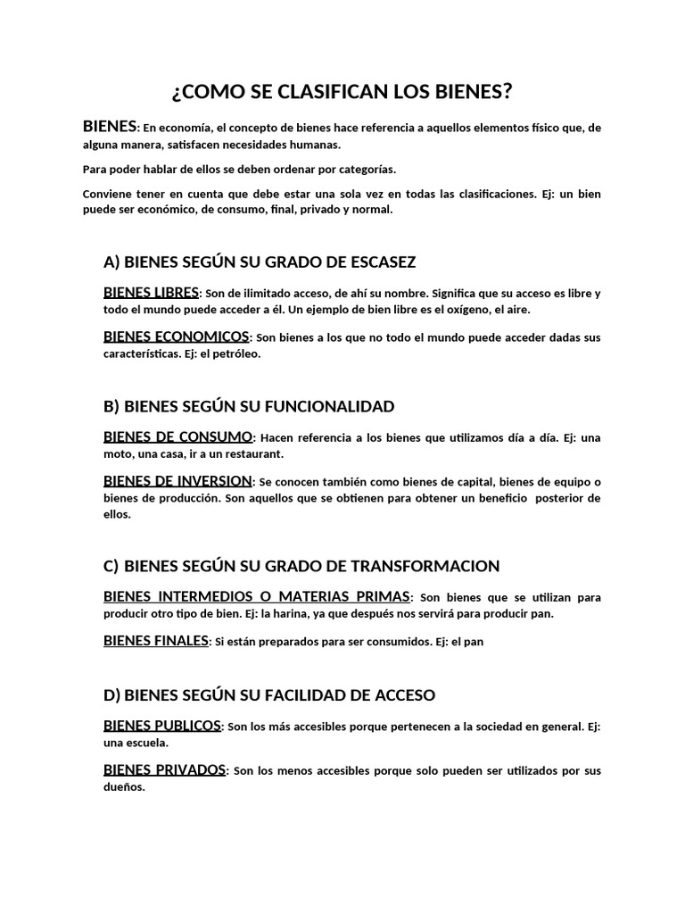 COMO_SE_CLASIFICAN_LOS_BIENES | PDF | Bienes | Sociedad