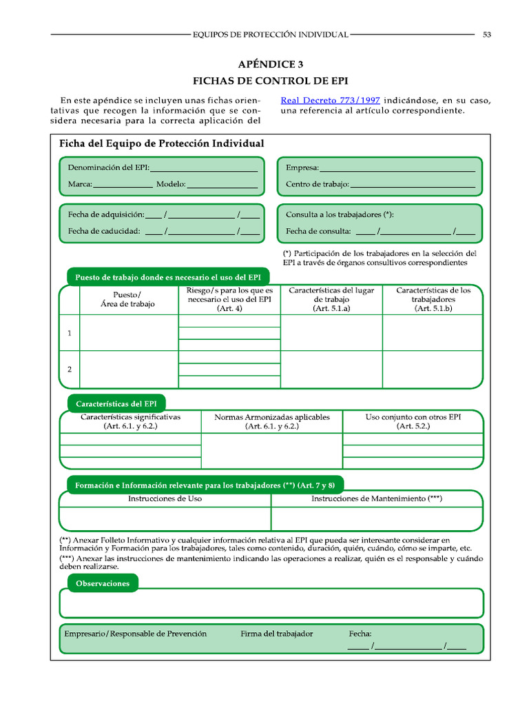 Ficha de Control de EPI | PDF