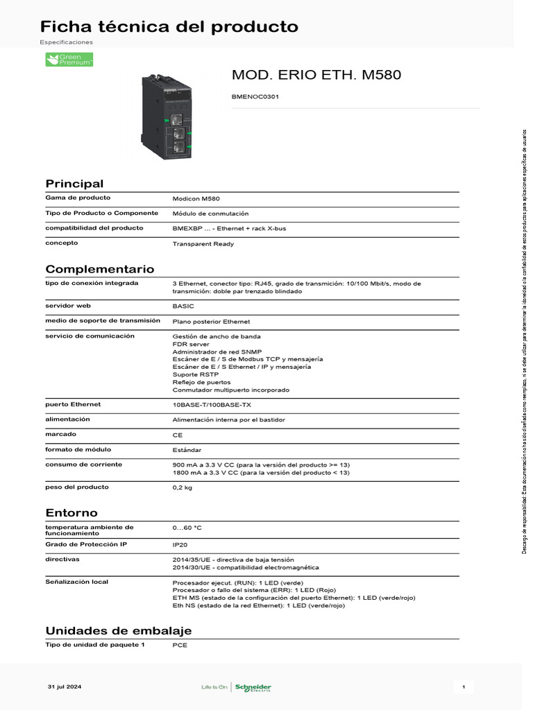 Schneider Electric - Modicon-M580-ePac - BMENOC0301 | PDF | Transmisión ...