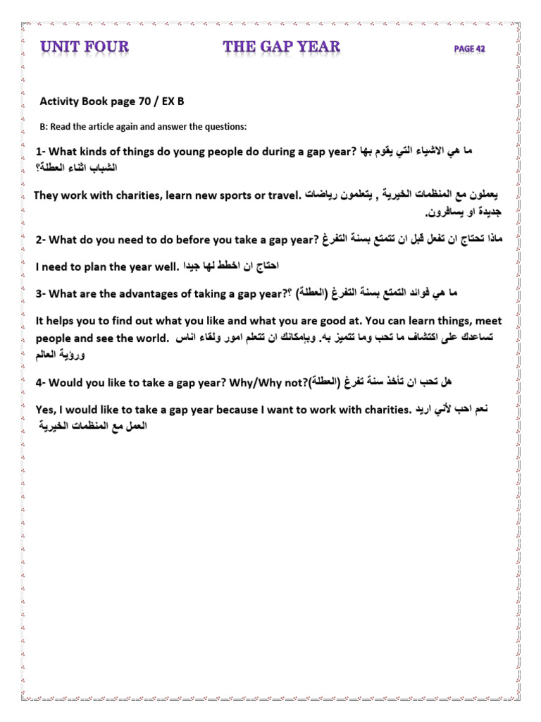 unit four the gap year | PDF