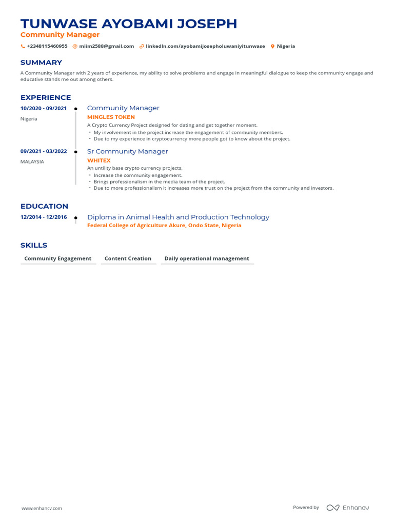 Tunwase Ayobami Joseph Resume | PDF