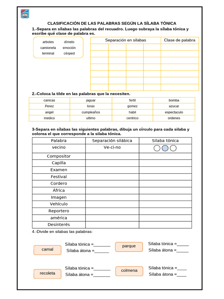Clasificación de Las Palabras Según La Sílaba Tónica | PDF
