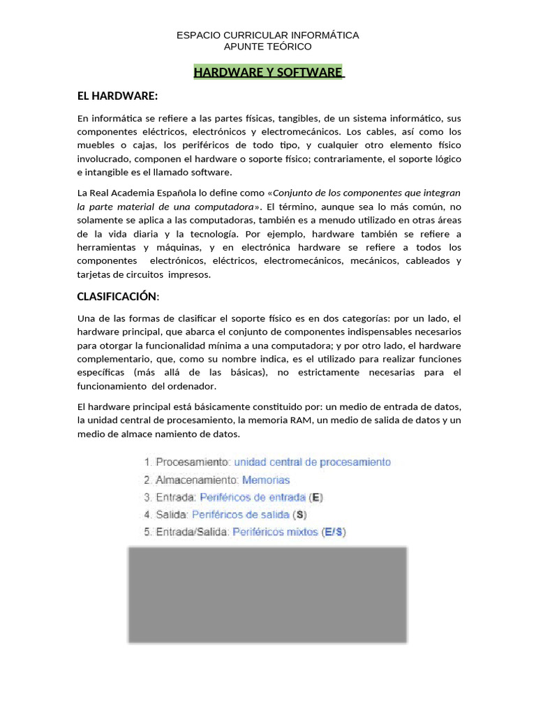 Hardware y Software. Definición y Tipos | PDF | Hardware de la ...