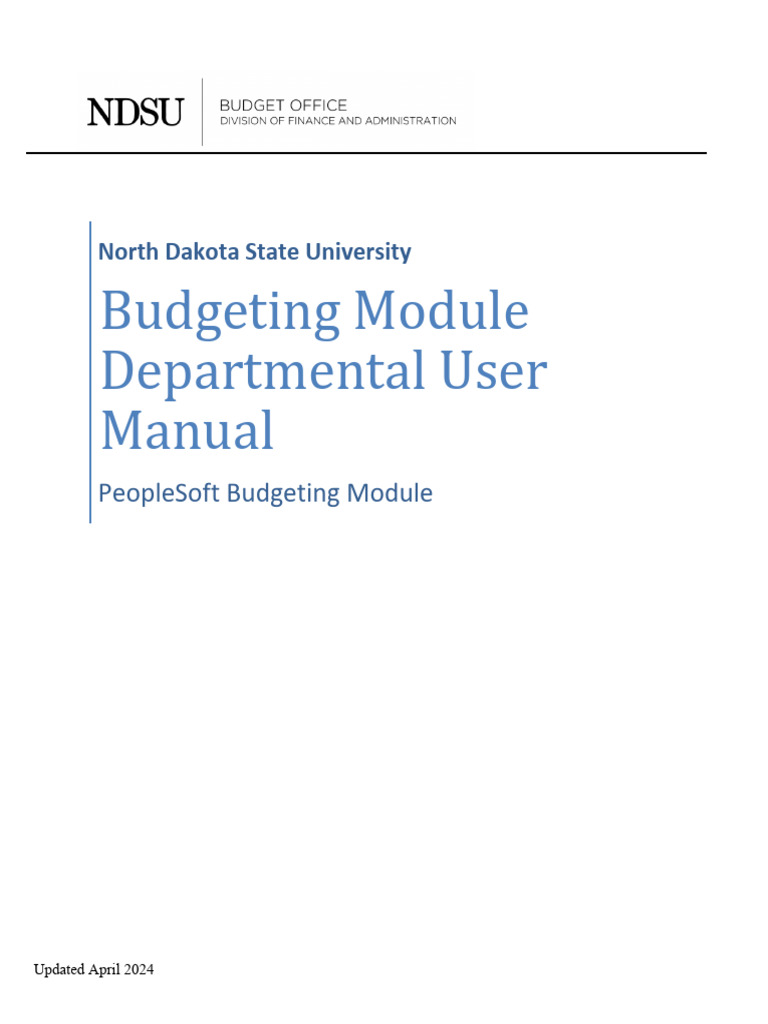 Budgeting Module Departmental User Manual | PDF | Hyperlink | Budget