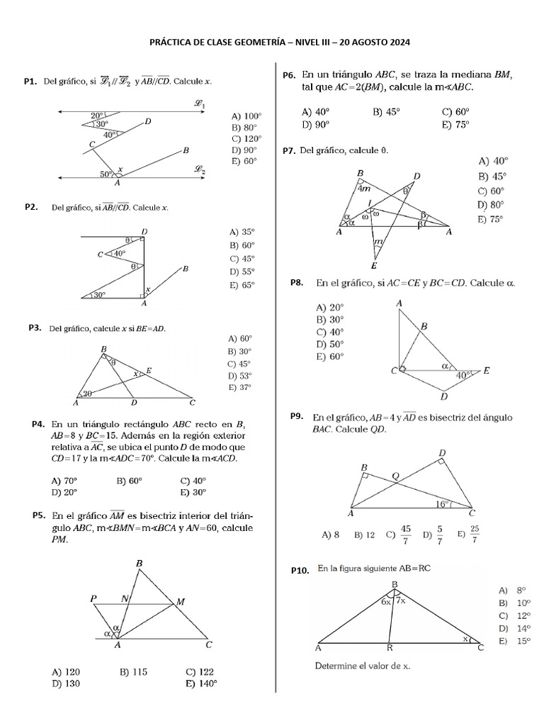 Práctica Clase Geometría NIII | PDF