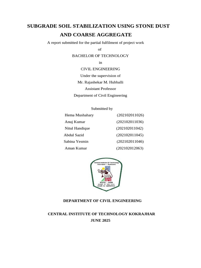 Subgrade Soil Stabilization Using Stone Dust and Coarse Aggregate ...