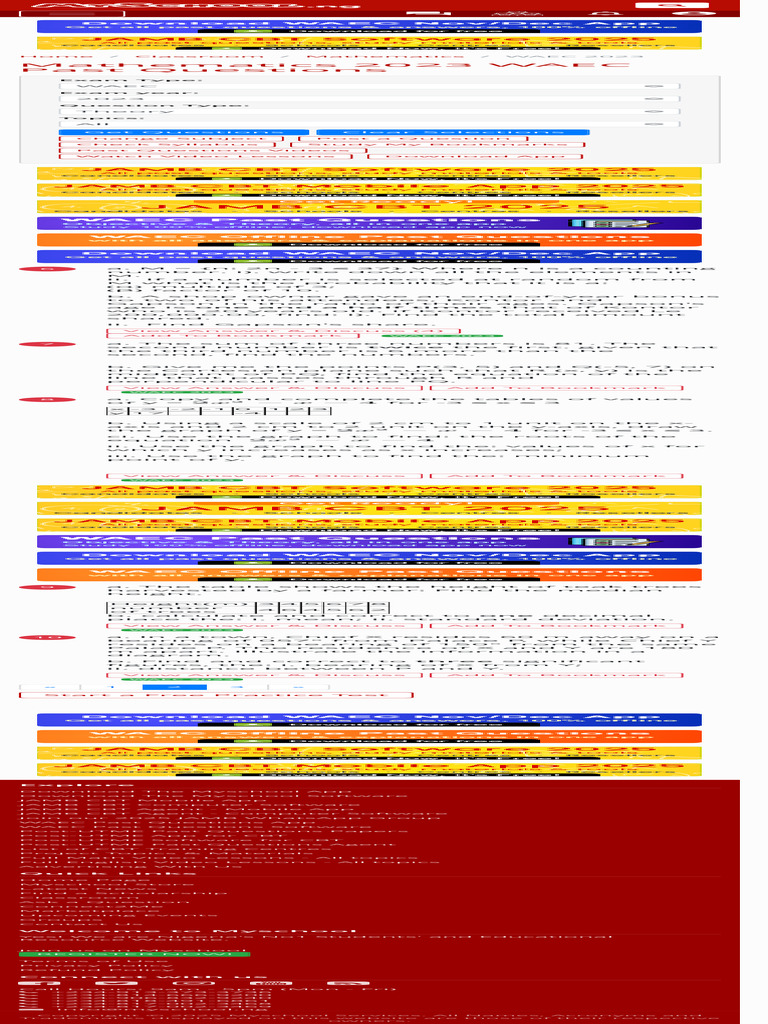 2023 WAEC Mathematics Past Questions | PDF | Mathematics
