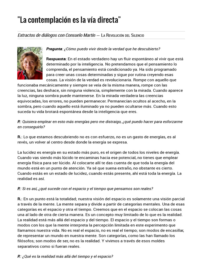 La Contemplación Es La Vía Directa Por Consuelo Martín | PDF | Amor ...