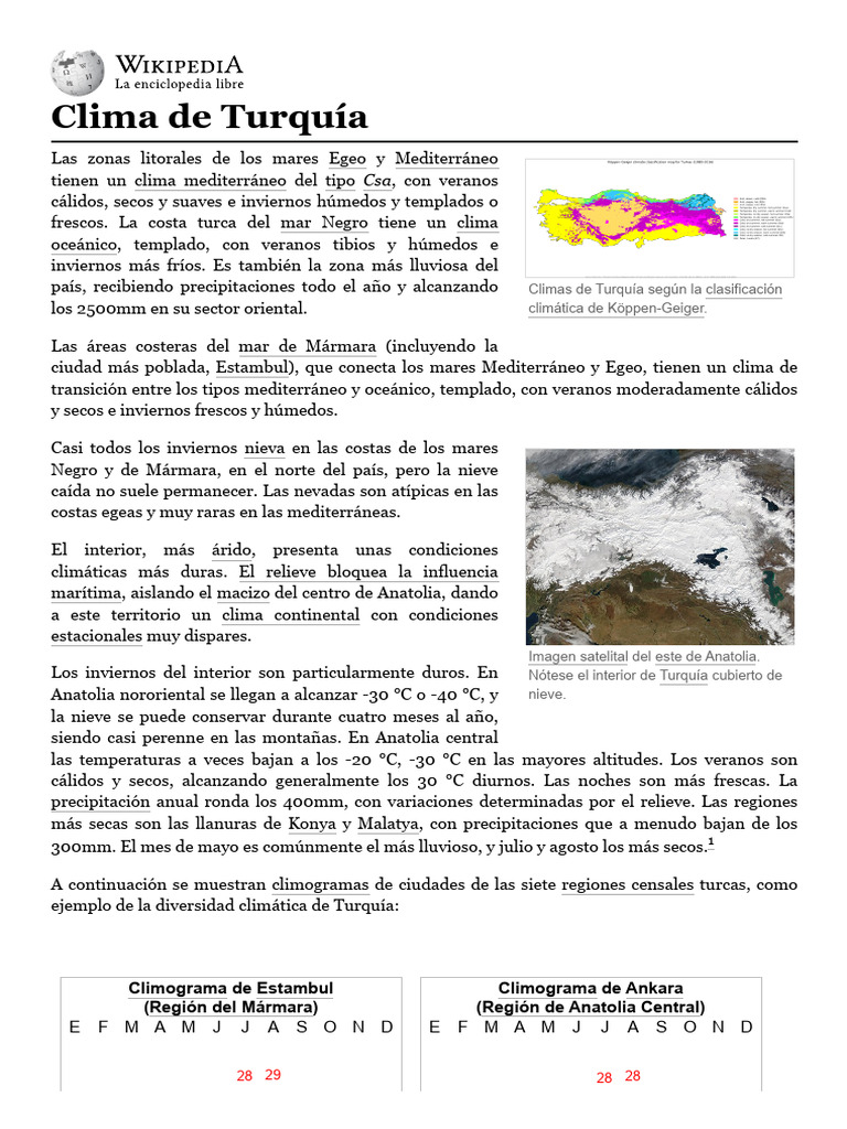 Clima de Turquia Parte 1 | PDF | Entorno natural | Ambiente