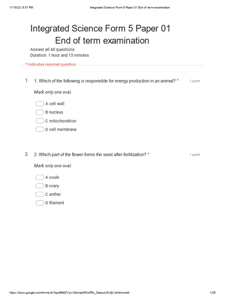 PDF USE THIS F5 Integrated Science MCQ End of Term Quiz - Google Forms ...