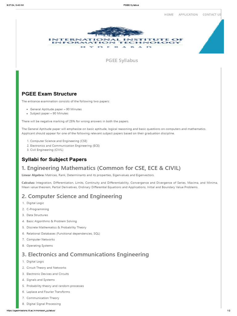 PGEE Syllabus | PDF | Electronic Engineering | Mathematical Analysis