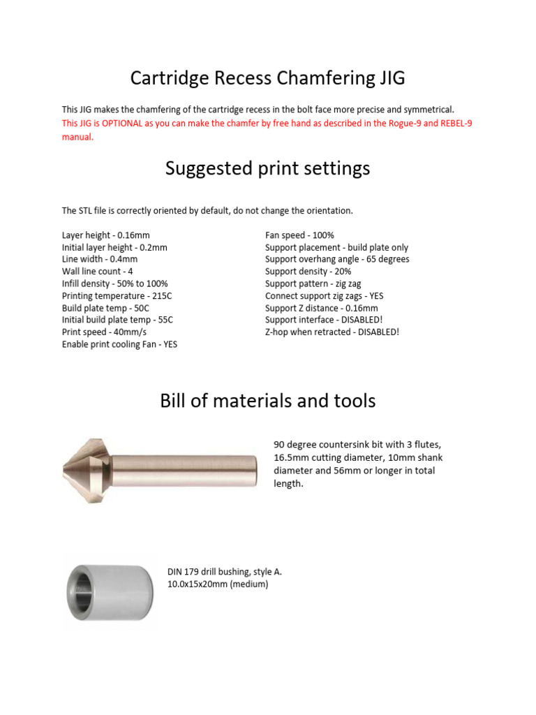 Cartridge Recess Chamfering JIG v1.0 | PDF | Drill | Screw