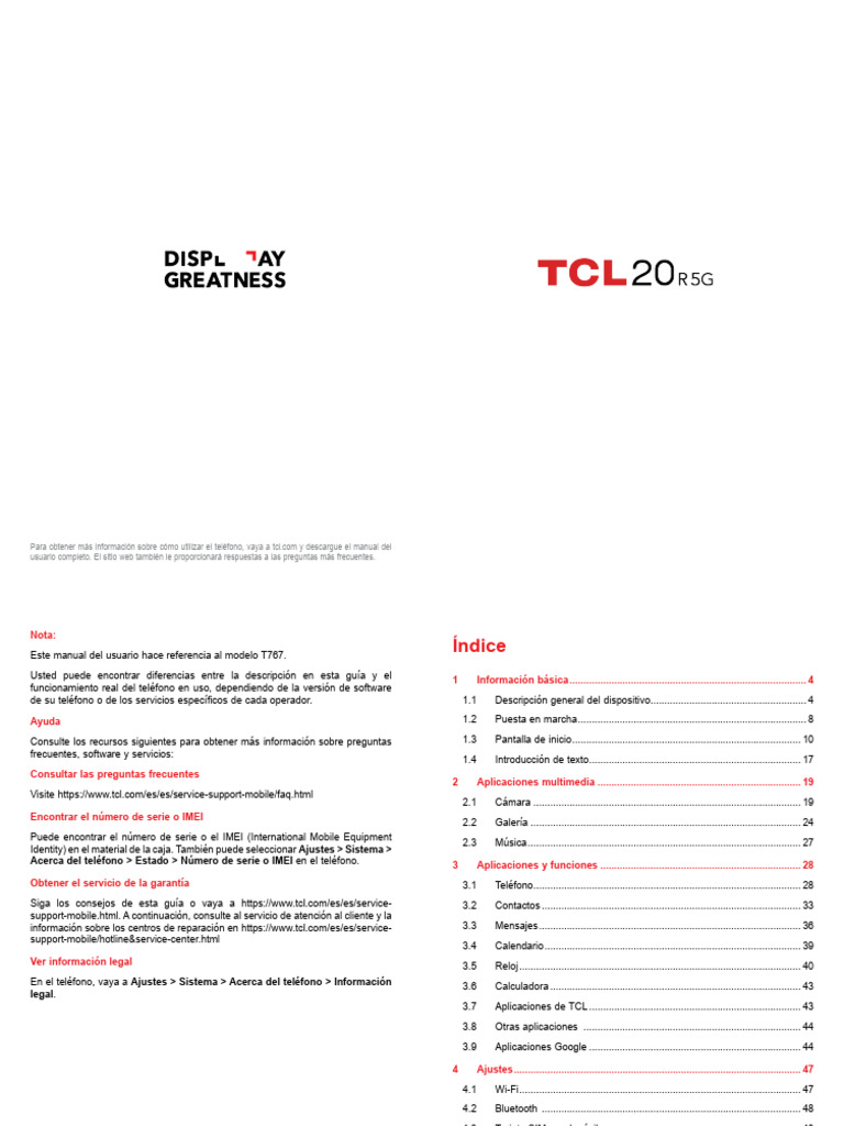 Guía del usuario para TCL T767 | PDF | Cámara | Informática