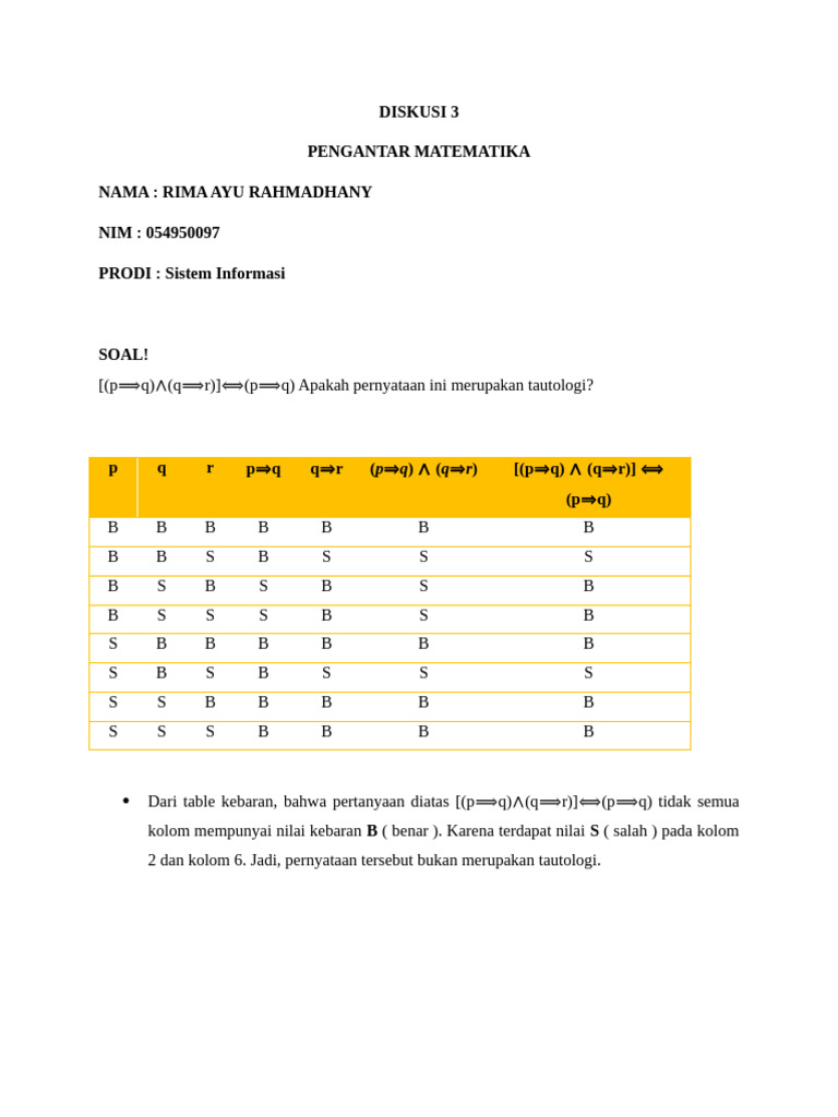 Diskusi 3 Pengantar Matematika Rima Ayu R | PDF