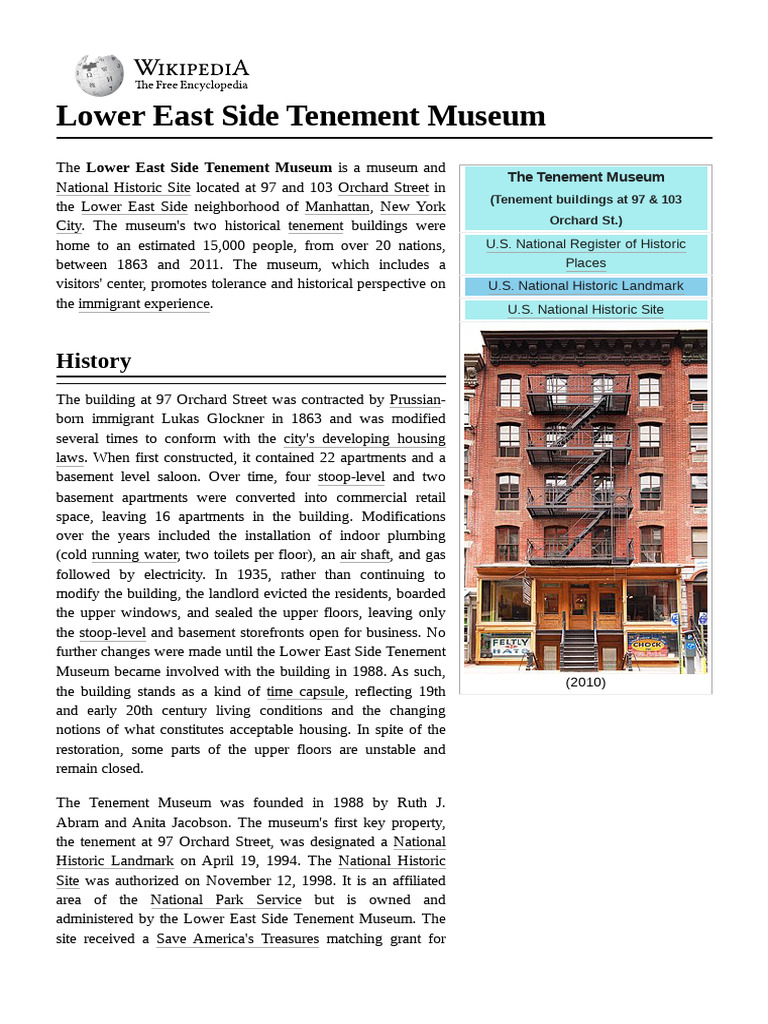 Lower East Side Tenement Museum | PDF | Residential Buildings | Home
