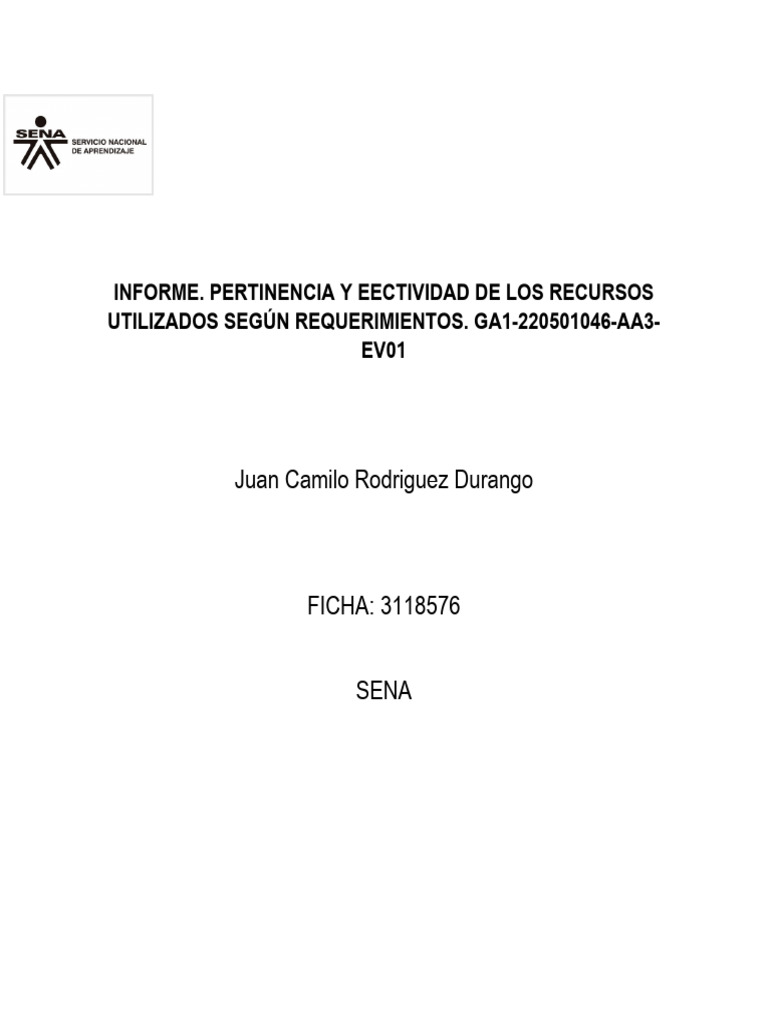 Informe. Pertinencia y Efectividad de Los Recursos Utilizados Según ...