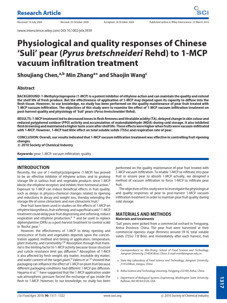 Physiological and Quality Responses of Chinese - Suli - Pear (Pyrus ...