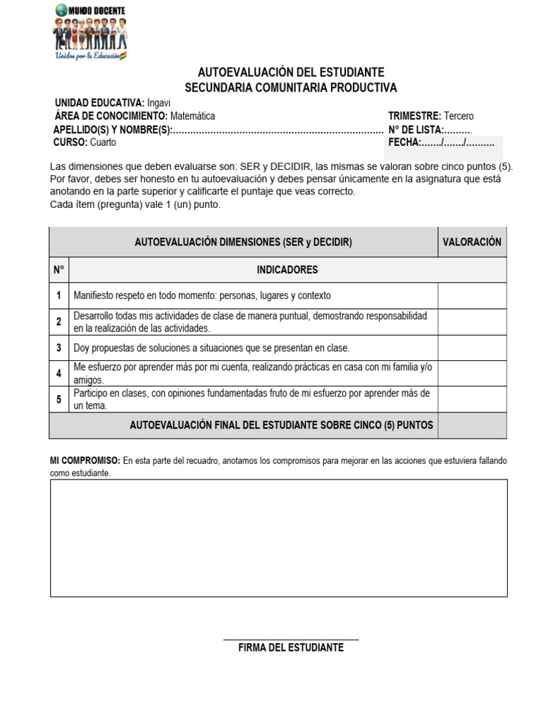 Autoevaluación 2025 - Secundaria | PDF | Aprendizaje | Cognición