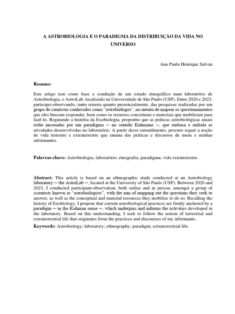 Astrobiologia: Paradigma da Vida no Universo | PDF | Astrobiologia ...