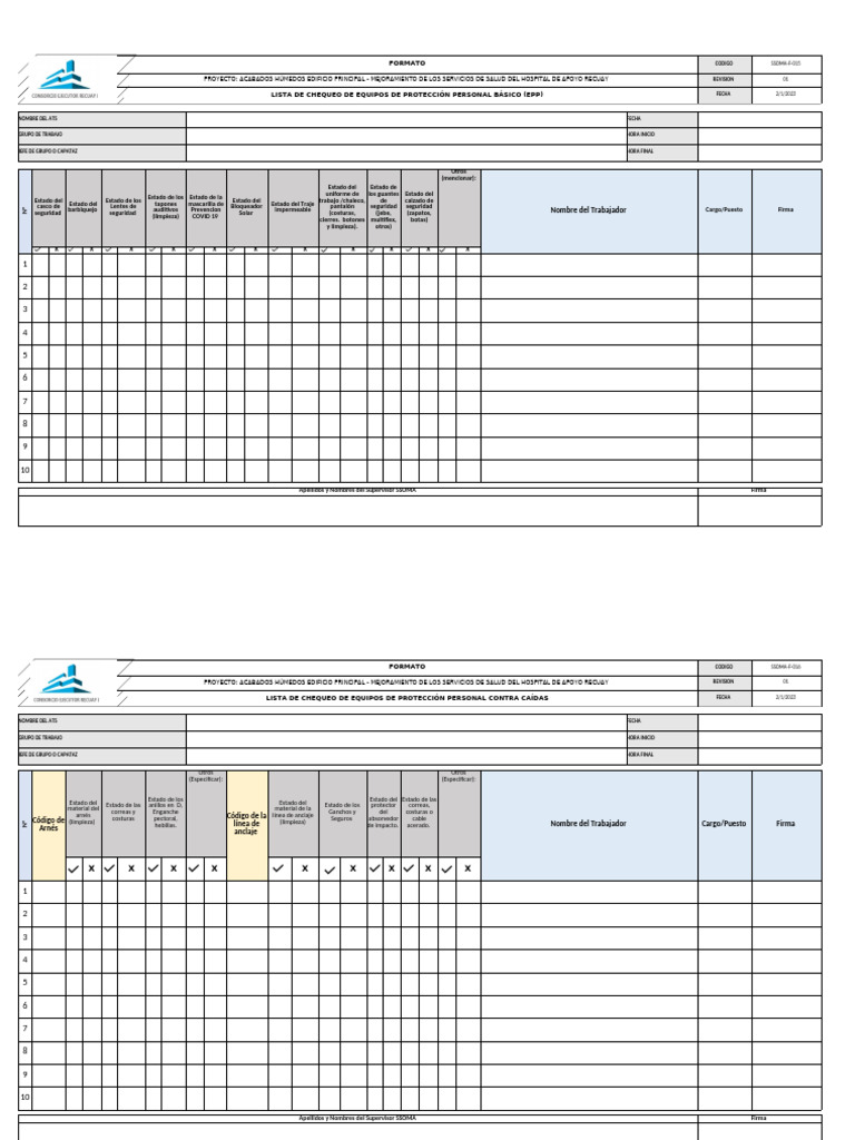 SSOMA-F-015 Check List de EPP Básico y Específico | PDF