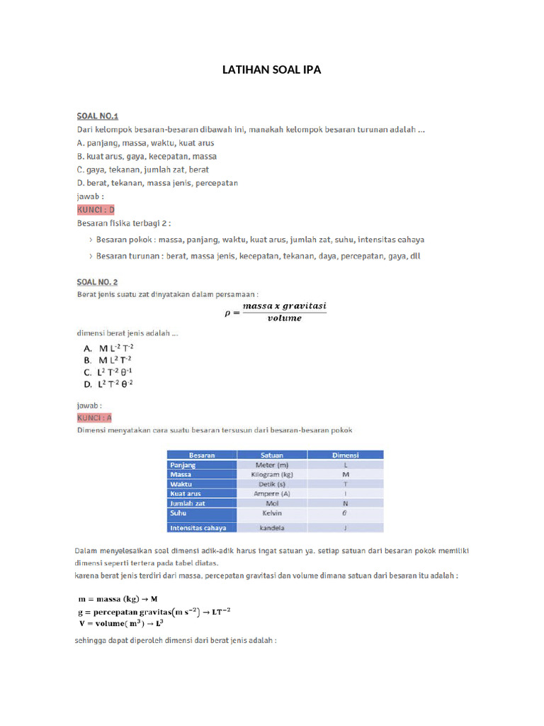 IPA Latihan Labschool Dan Jawabannya | PDF