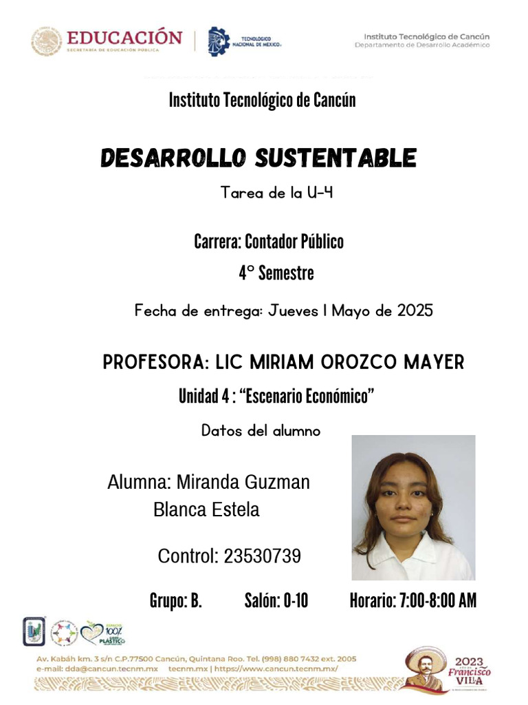 DESARROLLO SUSTENTABLE - TAREA U-4 - Compressed | PDF | Sustentabilidad | Oferta (economía)