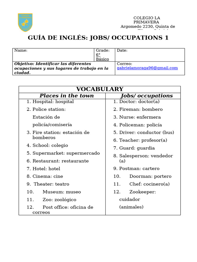 JOBS AND OCCUPATIONS 5TO SEC | PDF