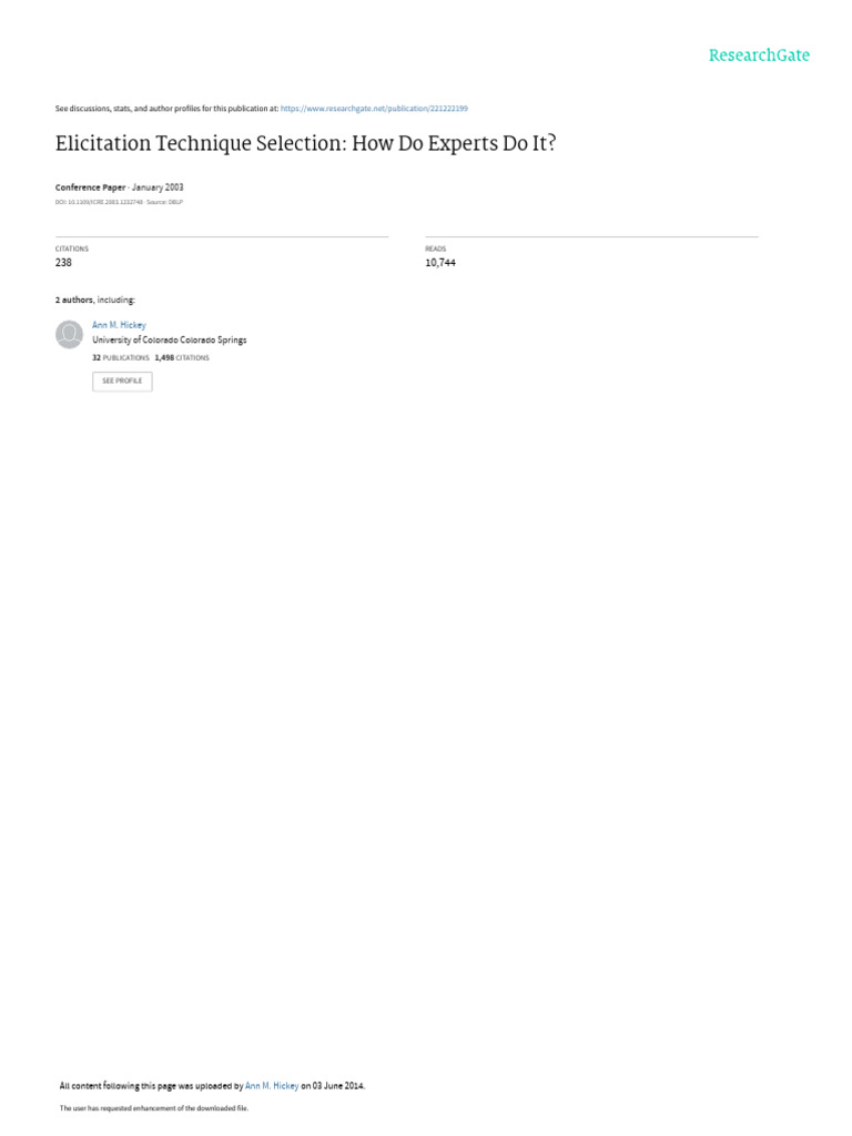 04RE Reading Elicitation Techniques | PDF | Ethnography | Qualitative Research