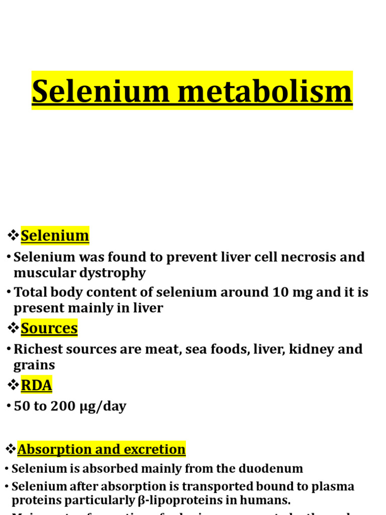 Selenium Metabolism | PDF
