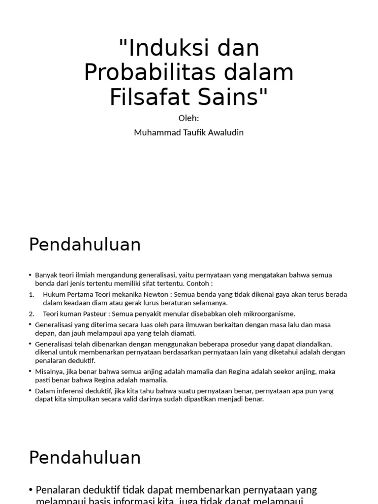 Induksi Dan Probabilitas Dalam Filsafat Sains | PDF