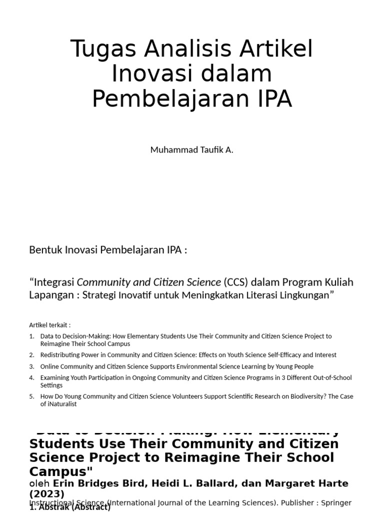 Tugas Analisis Artikel Inovasi Dalam Pembelajaran IPA | PDF