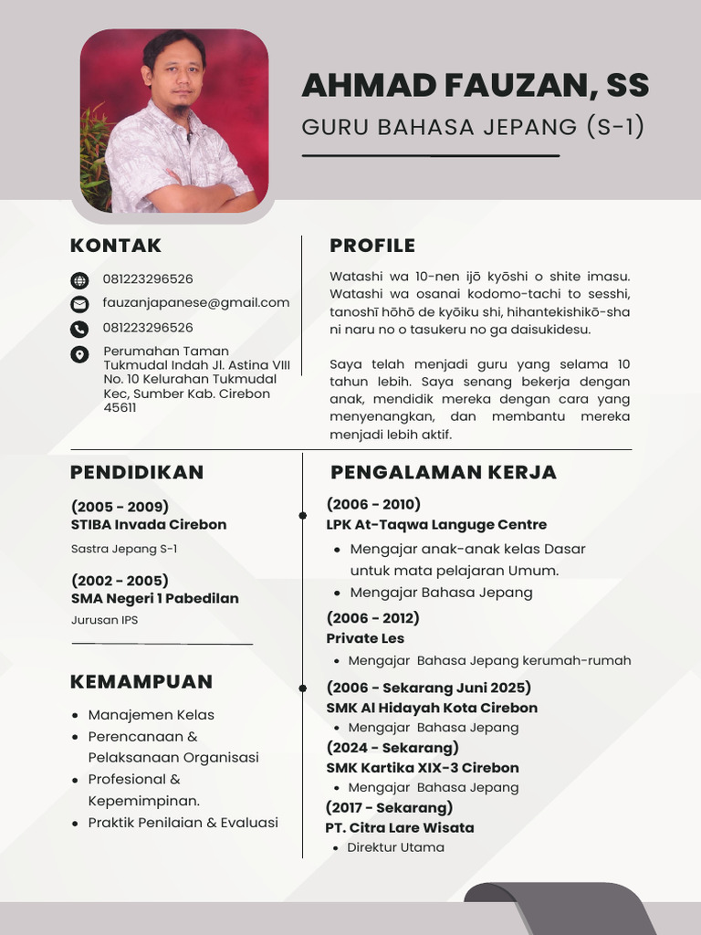 CV. Ahmad Fauzan, SS | PDF