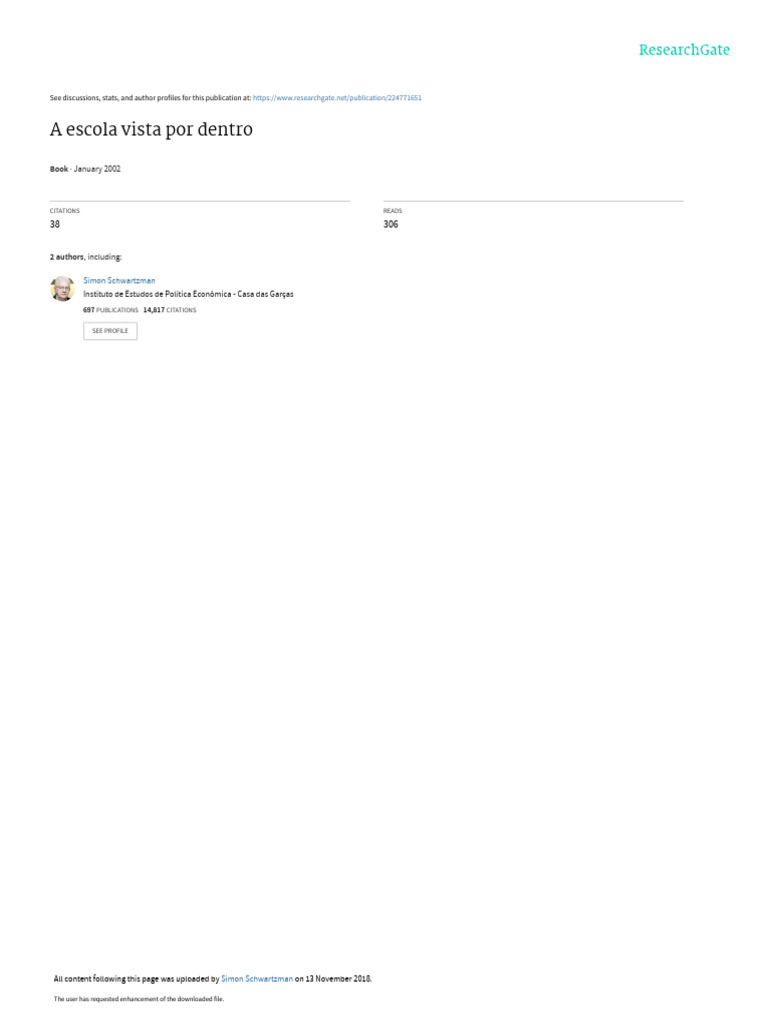 A Escola Vista Por Dentro - Simon Schwartzman | PDF | Escolas | Pedagogia