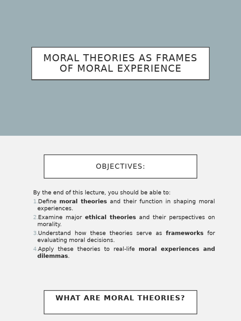 Moral Theories As Frames of Moral Experience | PDF | Morality ...
