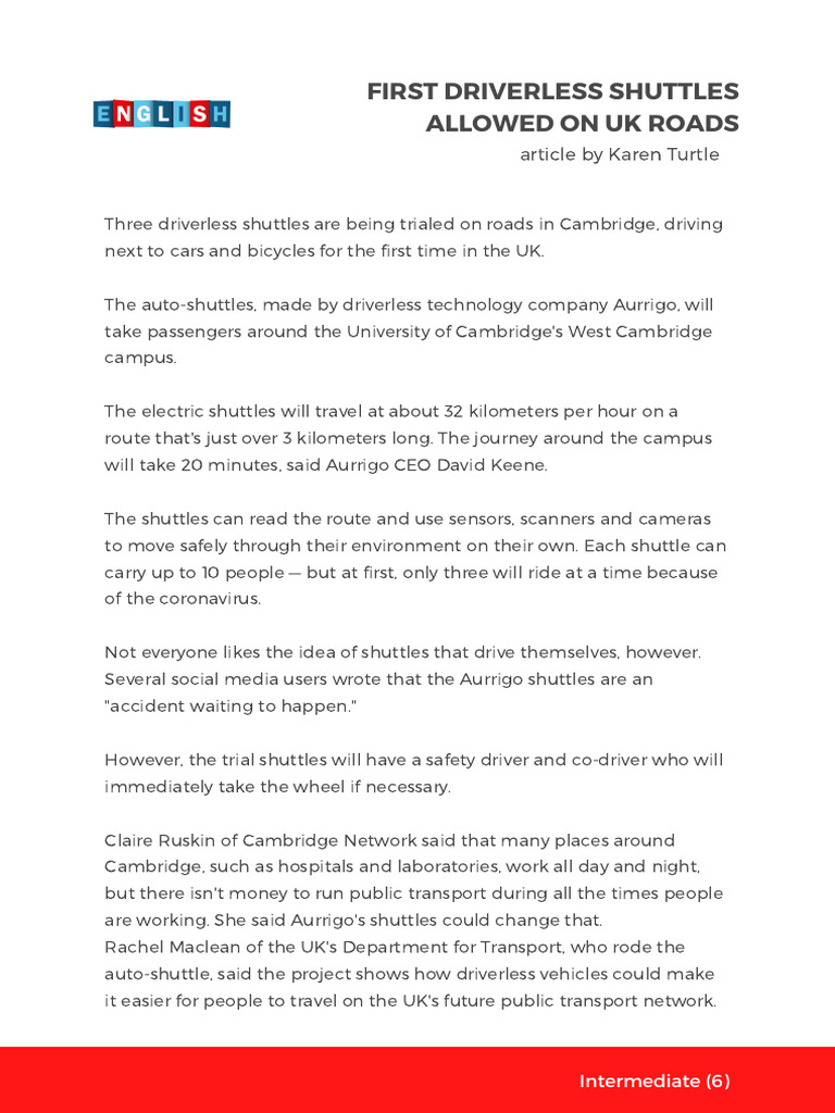 6 - First Driverless Shuttles Allowed On UK Roads | PDF | Public ...