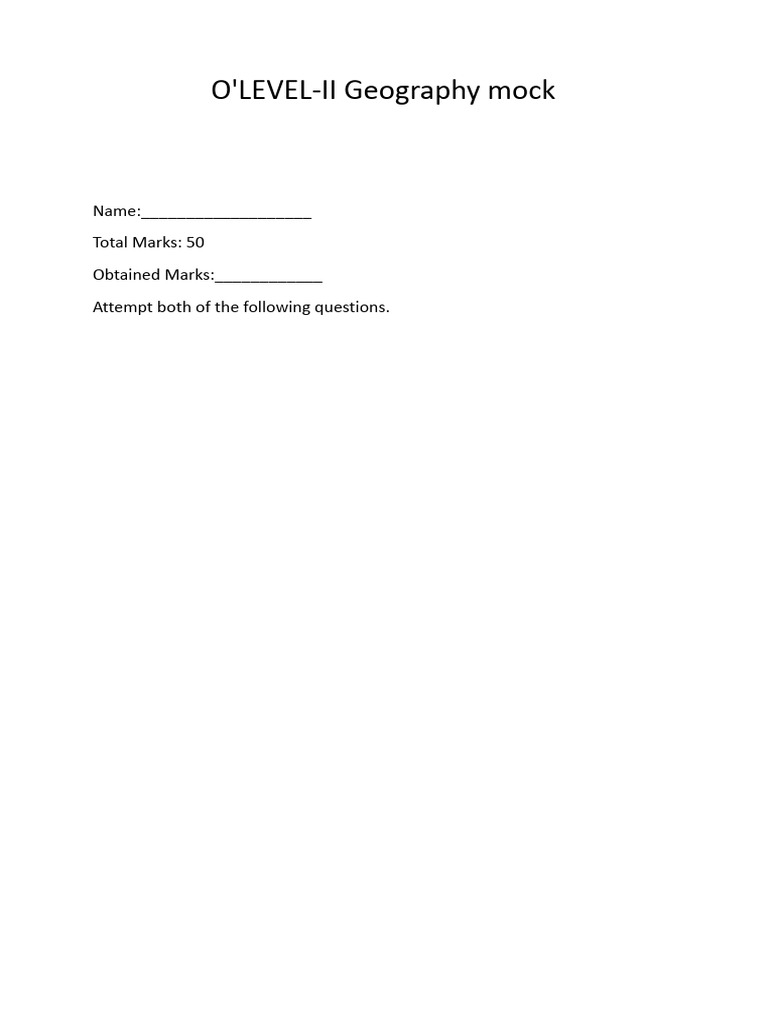 Olevel Geography Mock | PDF
