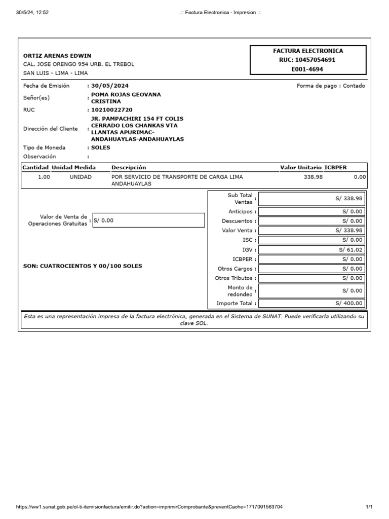 Factura Electr Geona | PDF | Tecnología bancaria | Pagos